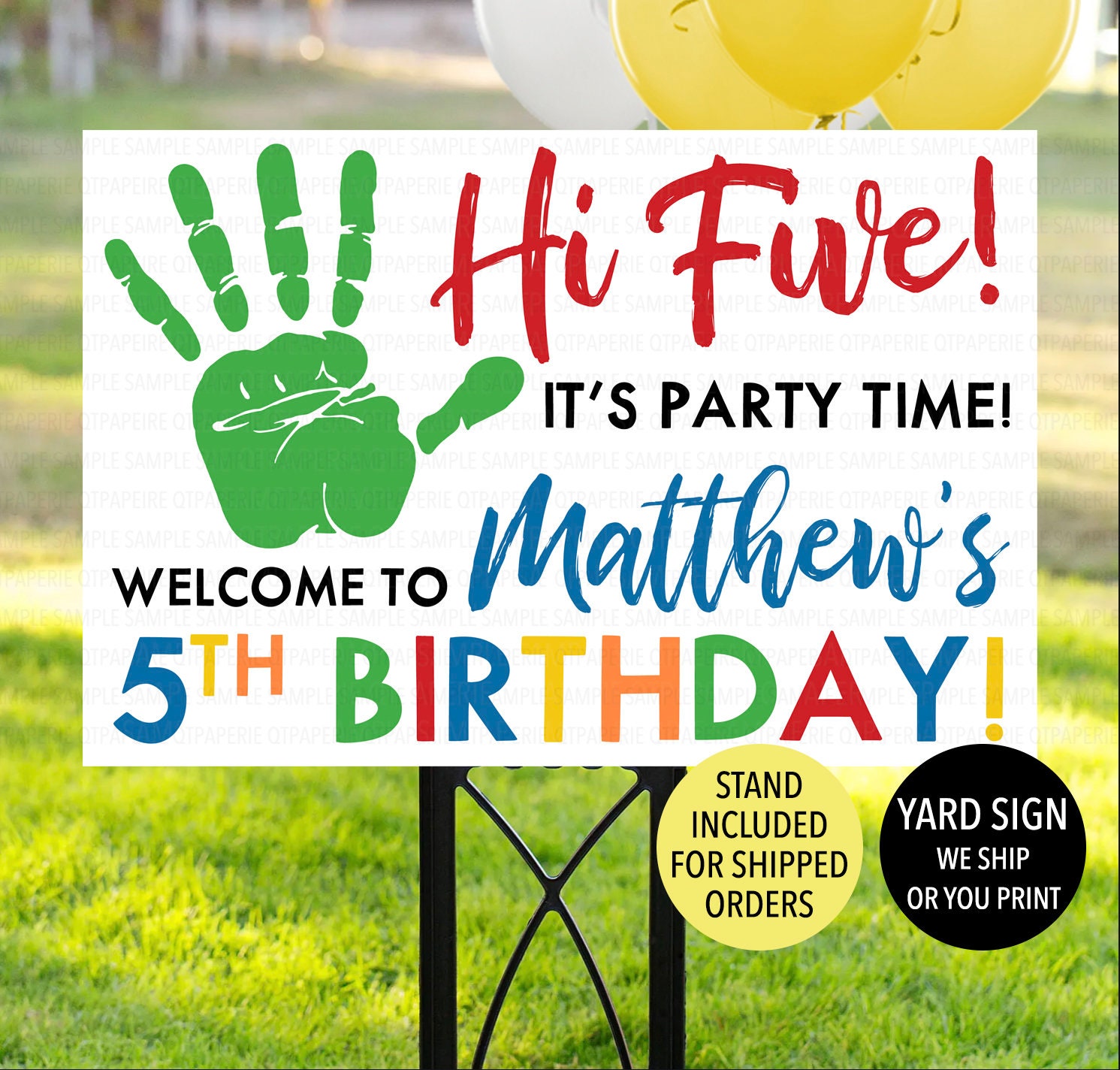 High Five Birthday Welcome Sign, High Five Party Sign, High Five Sign ...