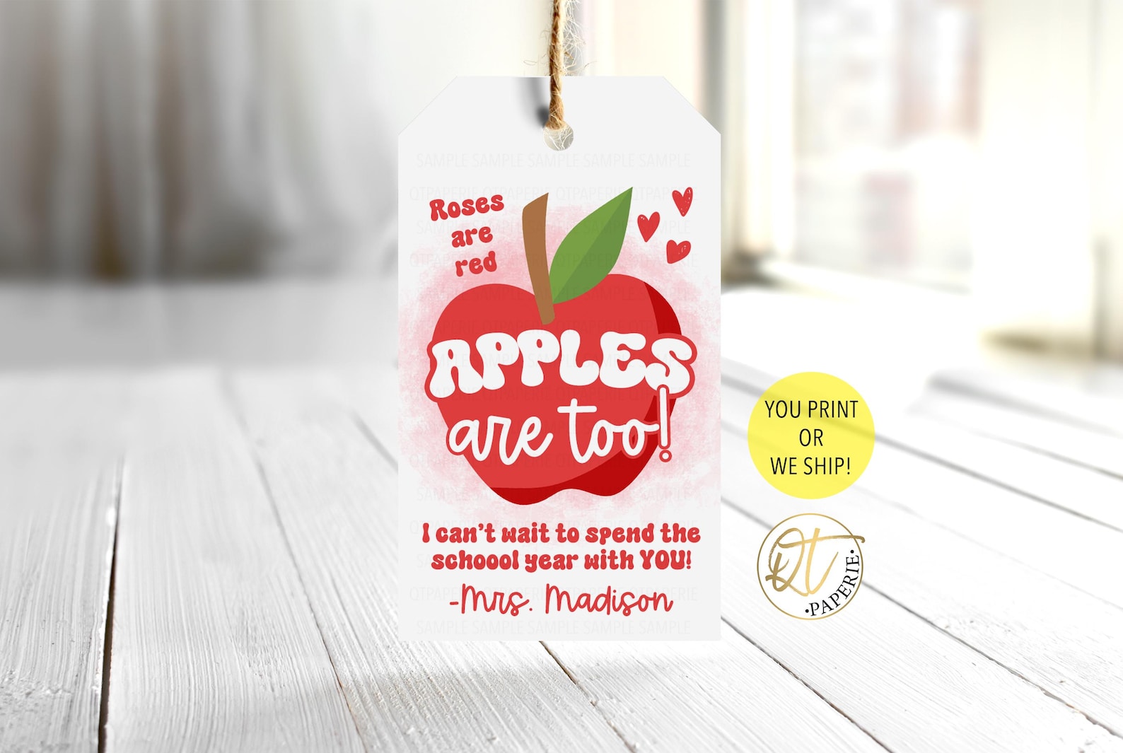 Editable Apple Sauce Gift Tag for Students | Teacher Back to School ...