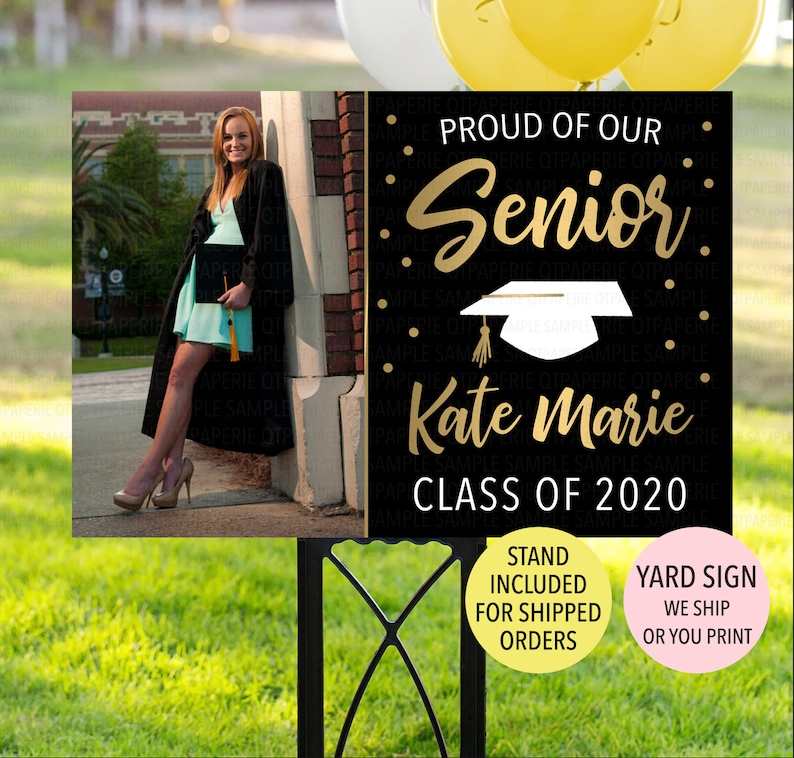 Senior Yard Sign Graduation Yard Sign Gold Graduation Sign | Etsy
