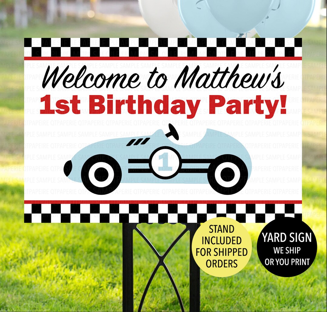 Fast One Birthday Sign, Racing Birthday Yard Sign, Fast 1 Sign, Race ...