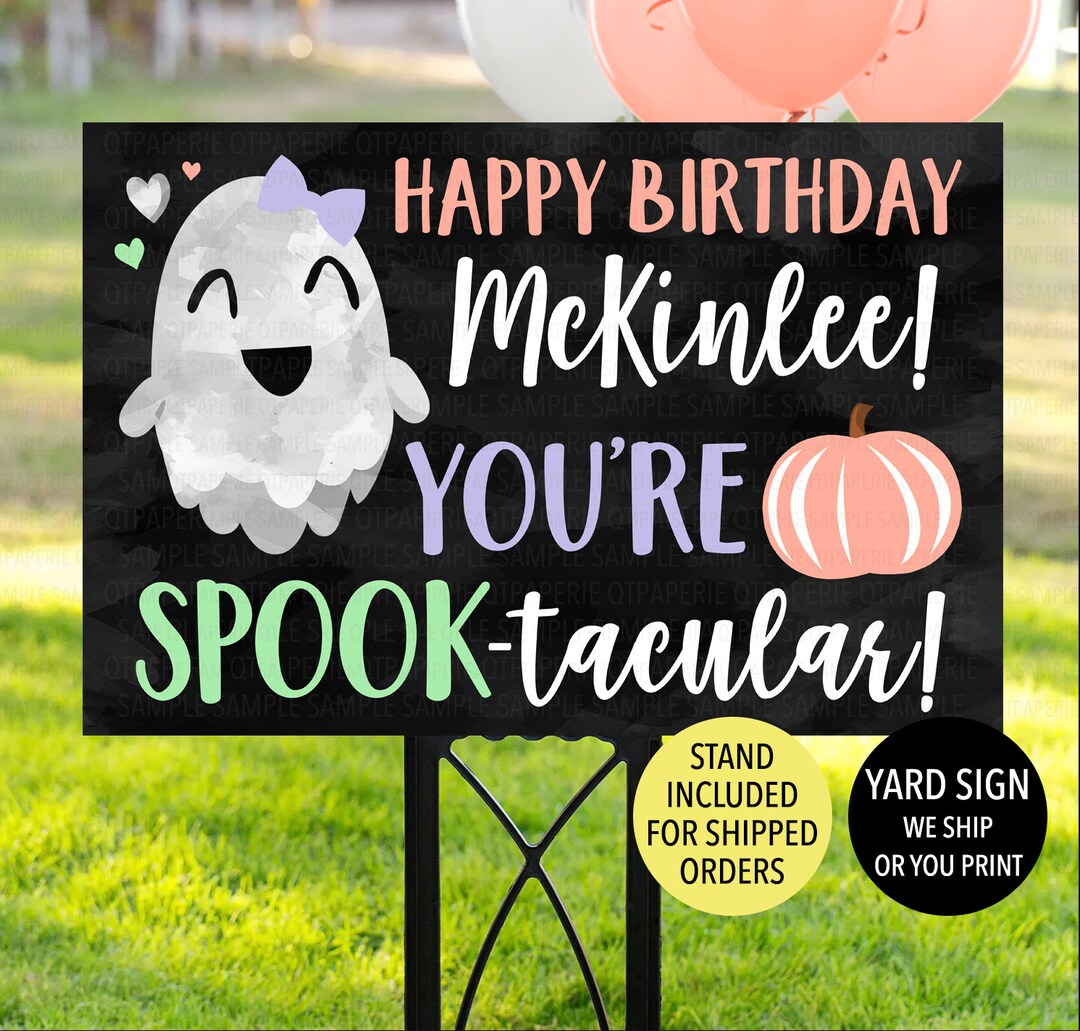 Halloween Birthday Yard Sign, Girl Ghost Birthday Sign, Pastel ...