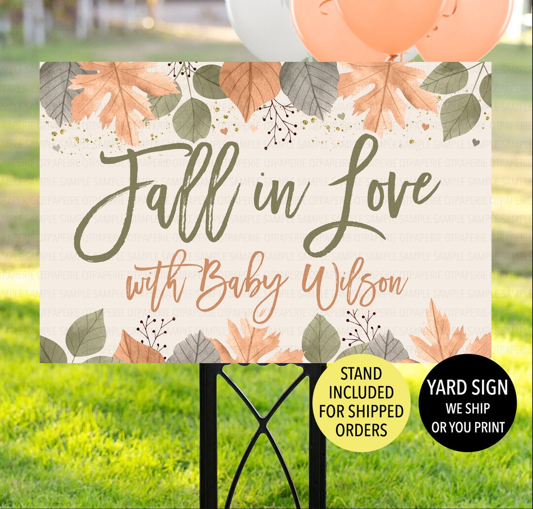 Fall in Love With Baby Yard Sign, Fall Baby Shower Sign, Fall in Love ...