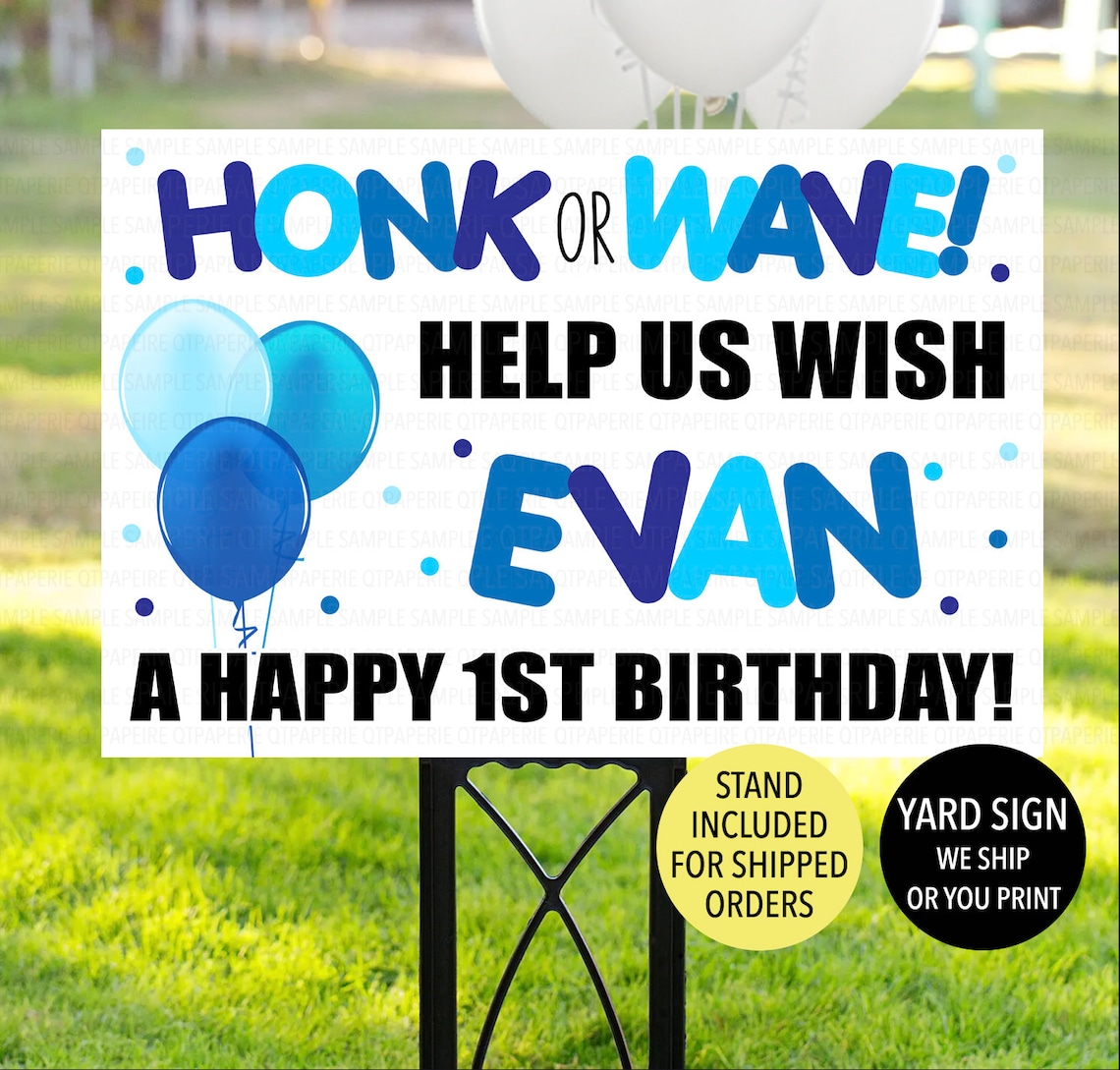 Boy Happy Birthday Sign Birthday Yard Sign Honk Birthday - Etsy