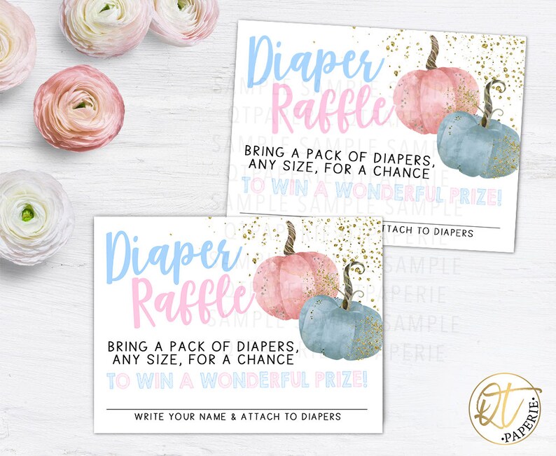 Pumpkin Gender Reveal Game Pumpkin Diaper Raffle Game Fall - Etsy
