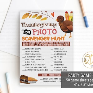Thanksgiving Photo Scavenger Hunt Game, Kids Thanksgiving Scavenger ...