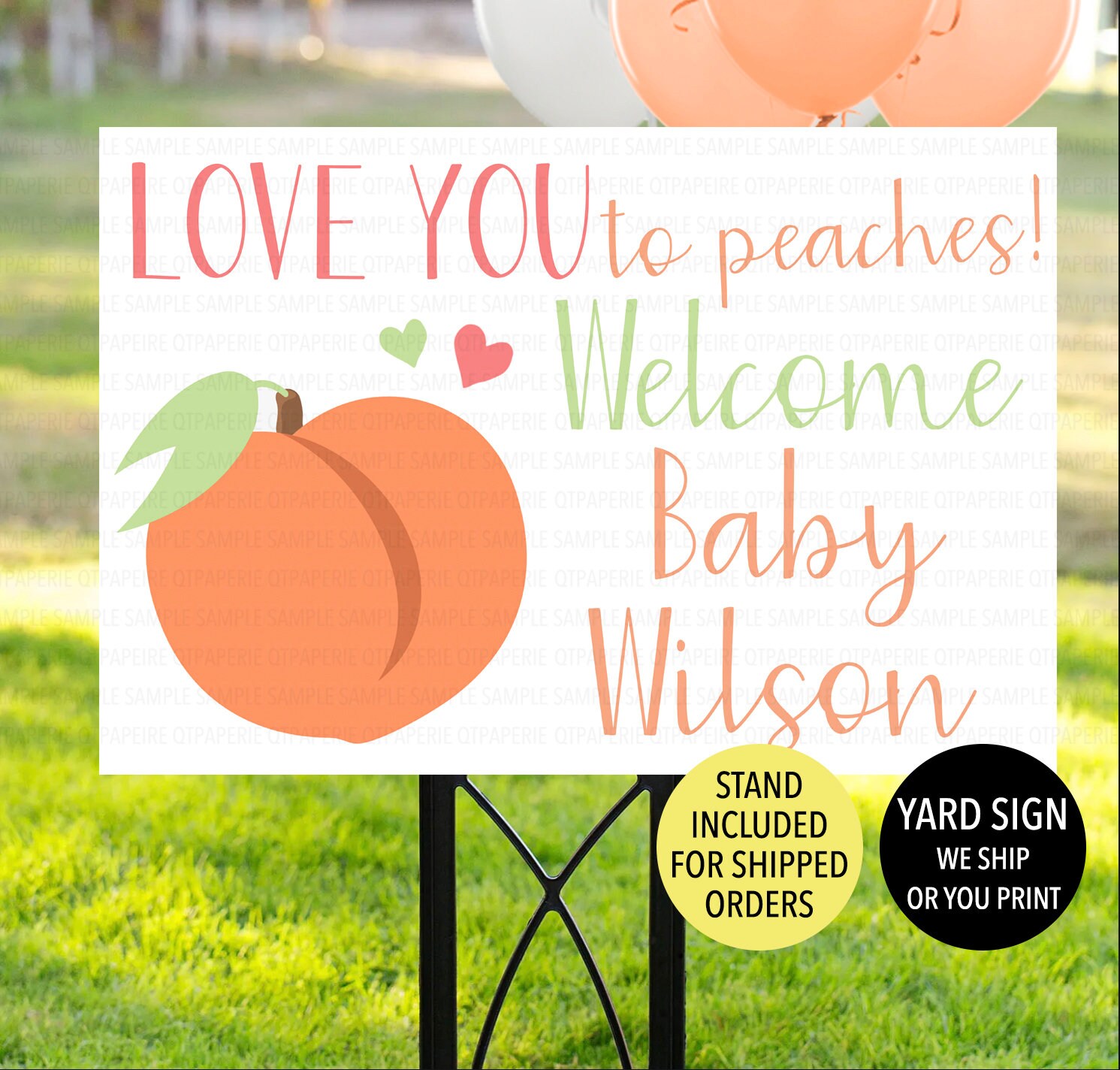 Peach Happy Birthday Sign Peach Yard Sign Peach Sign Love - Etsy