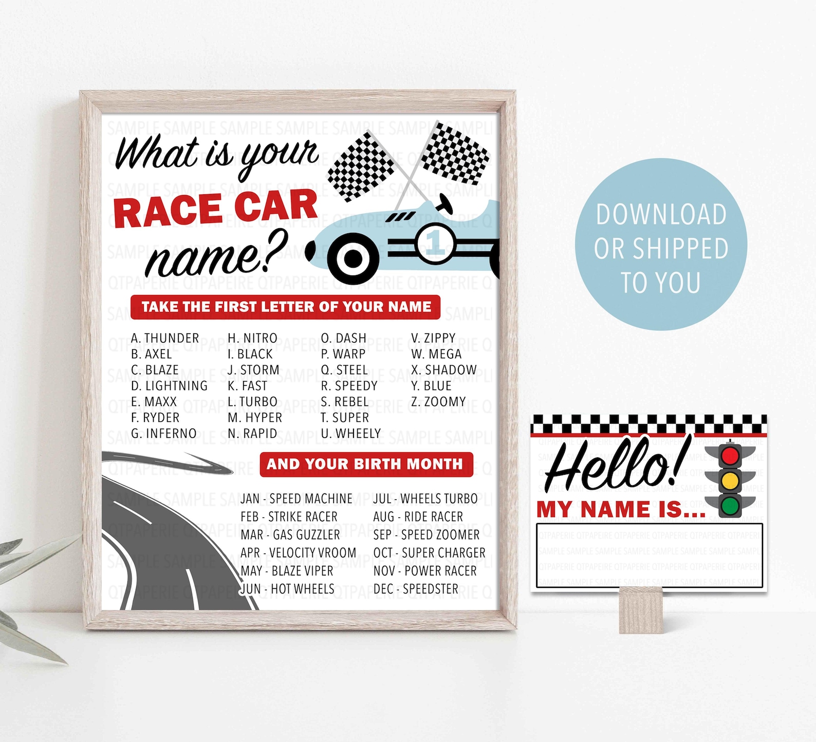 Race Car Name Game, Race Car Name Tag, Two Fast Party, Fast One ...