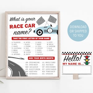 Race Car Name Game, Race Car Name Tag, Two Fast Party, Fast One ...