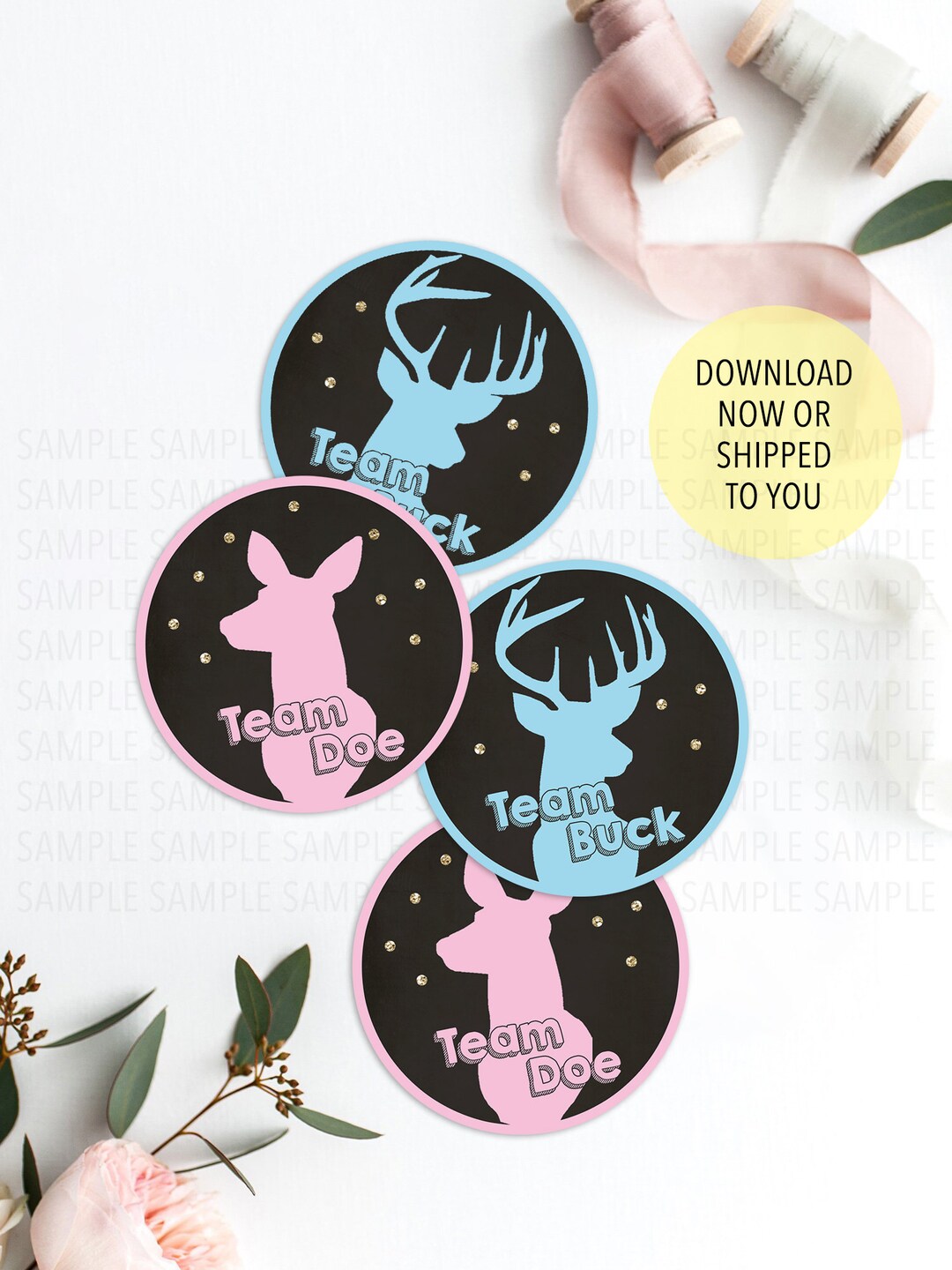 Buck or Doe Gender Reveal Sticker, Hunting Gender Reveal Decor, Doe ...