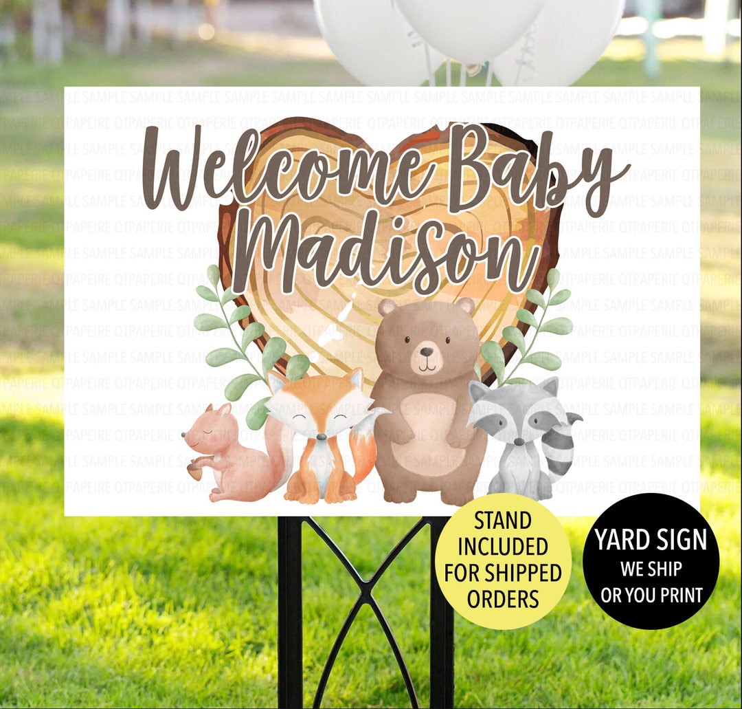 Woodland Welcome Baby Yard Sign, Woodland Baby Shower Yard Sign ...