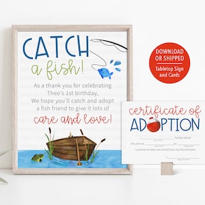 Catch a Fish Sign Fish Adoption Certificate Fish Birthday - Etsy