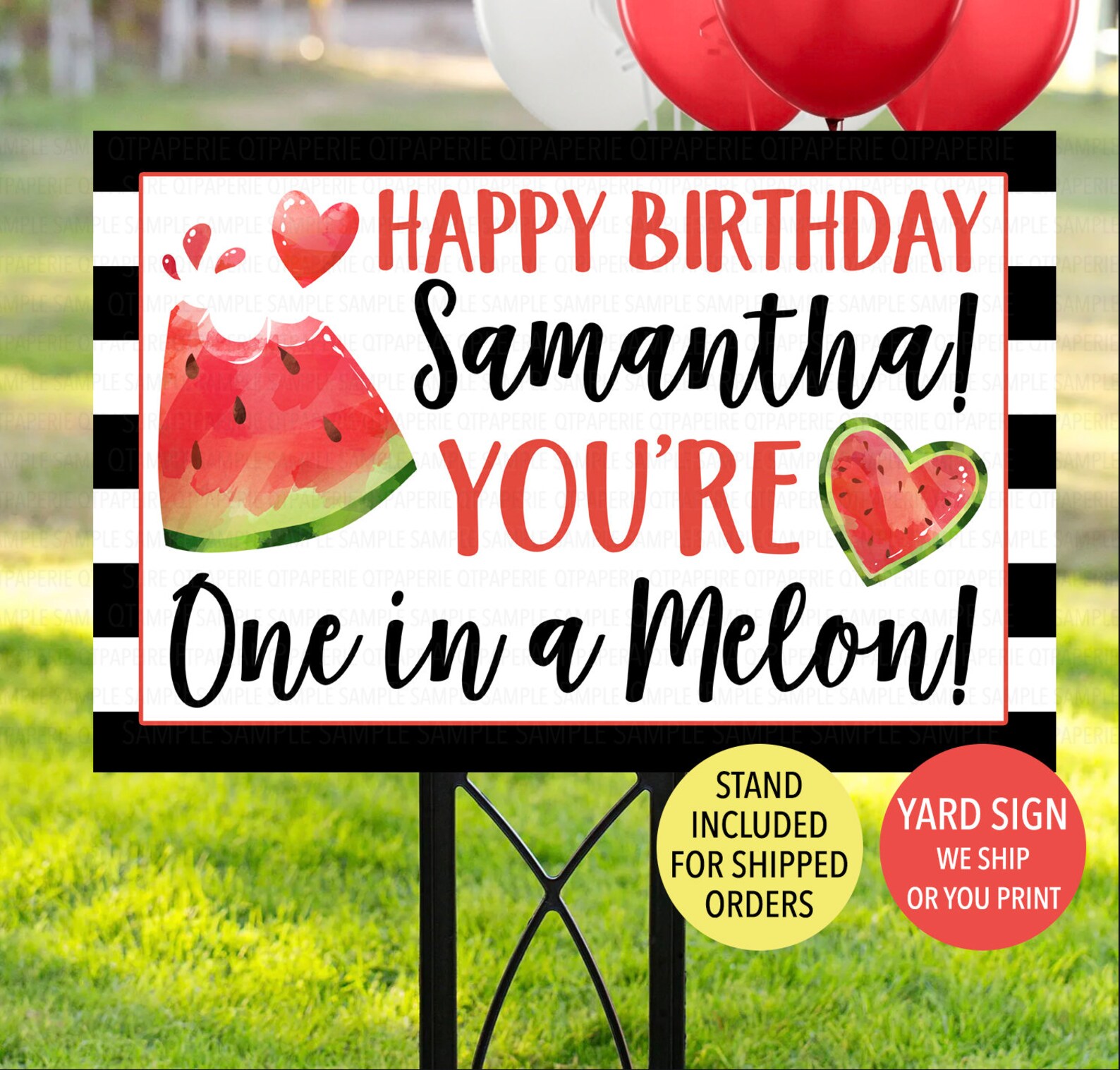 Watermelon Happy Birthday Sign One in a Melon Birthday - Etsy