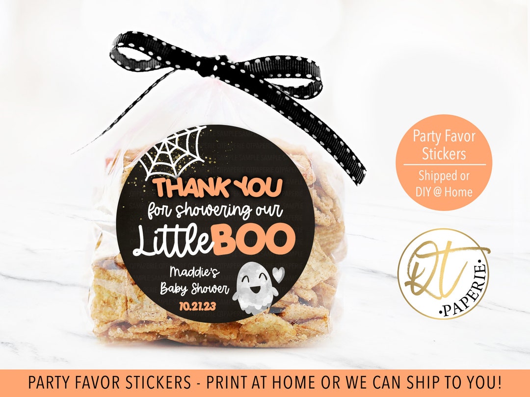 Little Boo Baby Shower Thank You Sticker, Halloween Baby Shower Party ...
