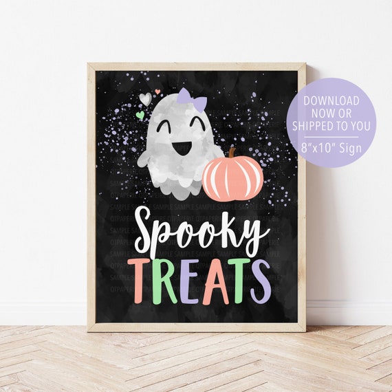 Spooky Treats Sign Pastel Halloween Birthday Sign Girl Ghost - Etsy