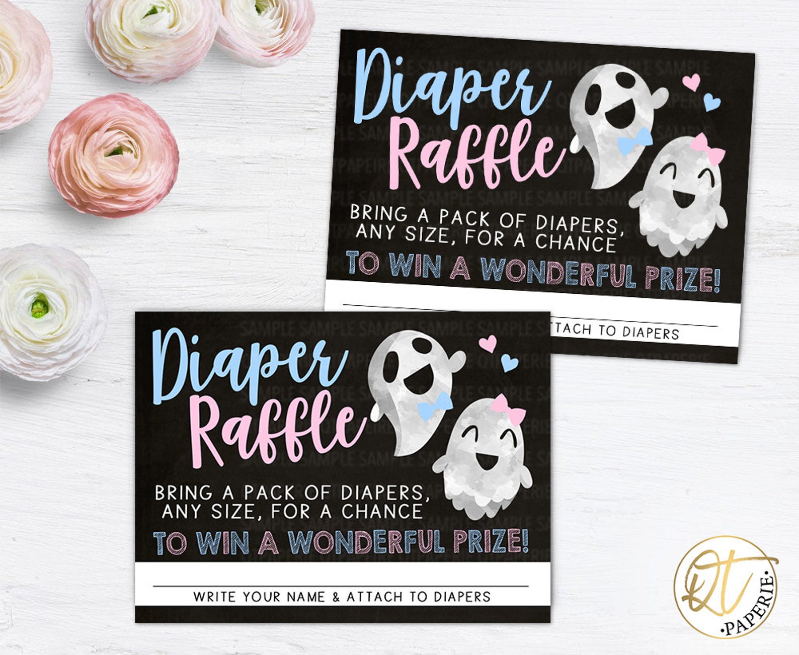 Ghost Diaper Raffle Card Ghost Gender Reveal Game Fall | Etsy