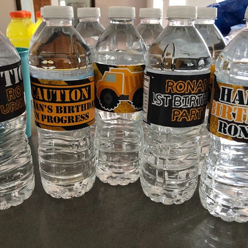 Construction Bottle Labels Printed Construction Birthday - Etsy