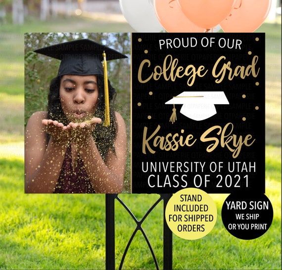 College Grad Yard Sign College Graduate Yard Sign Gold - Etsy