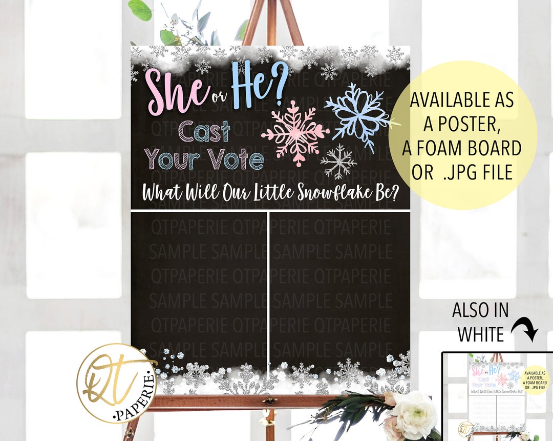 Winter Gender Reveal, Snowflake Gender Reveal Voting Sign, Snowflake ... Winter Gender Reveal, Snowflake Gender Reveal Voting Sign, Snowflake ...