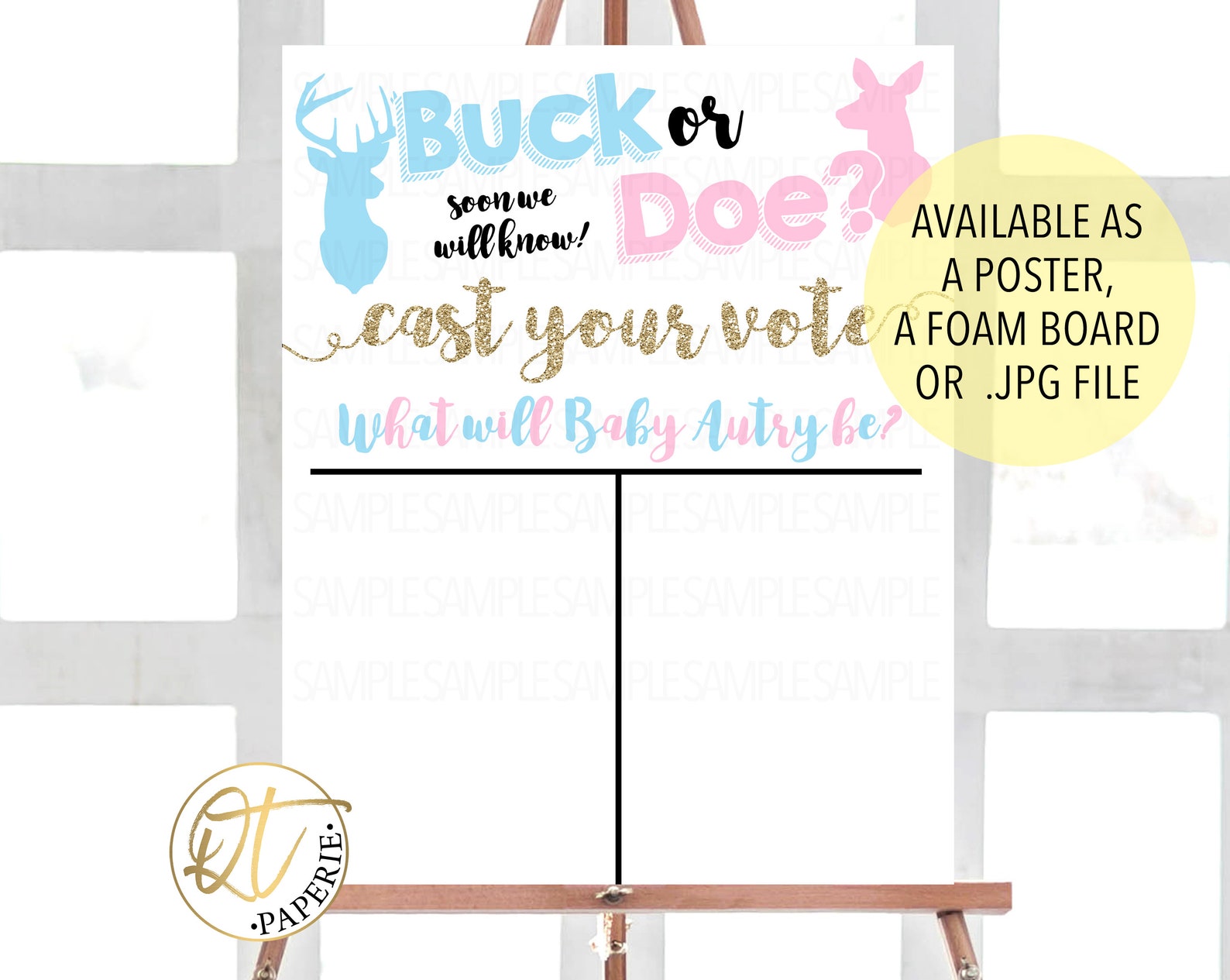 Buck or Doe Gender Vote Sign, Buck Doe Gender Reveal Sign, Deer Gender ...