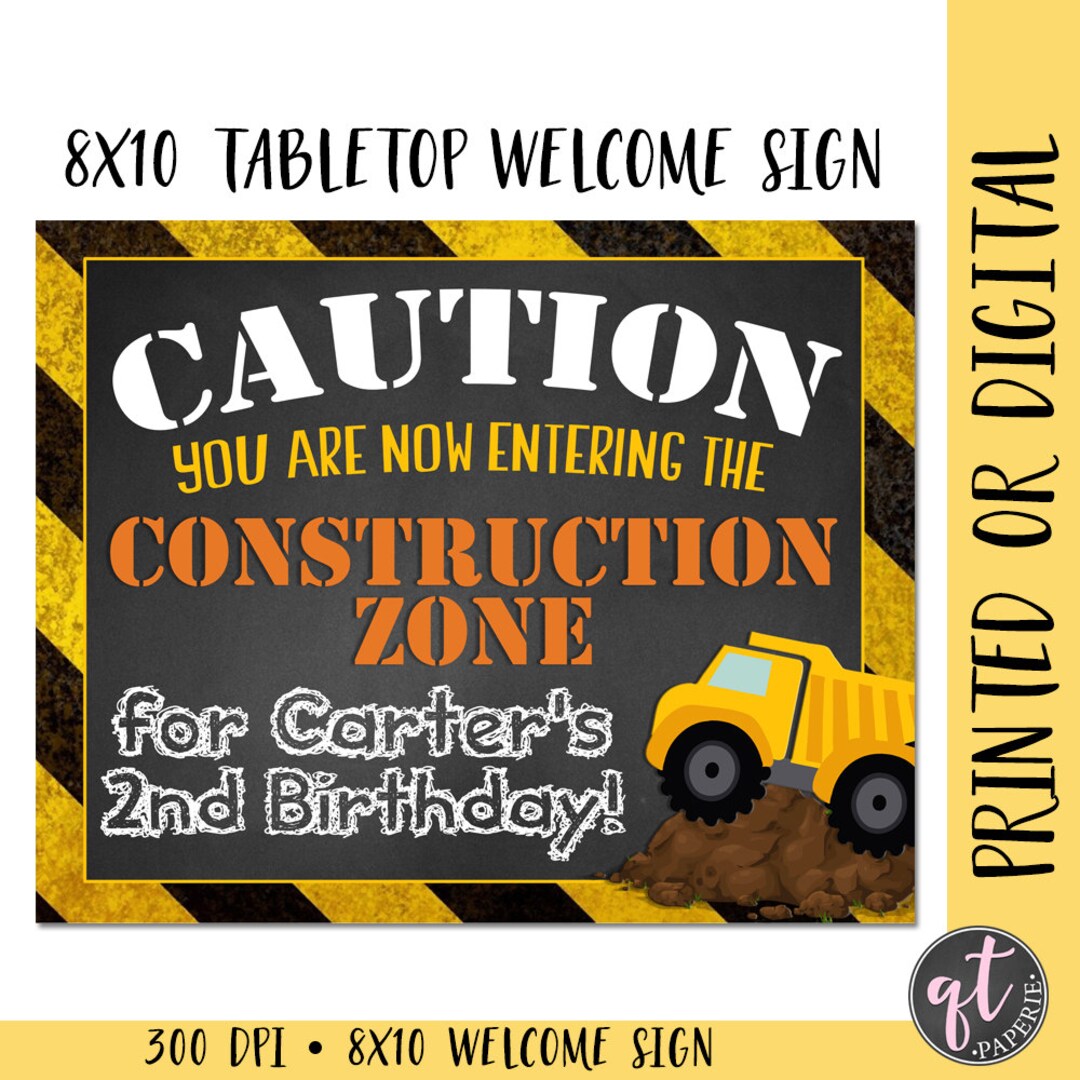 Construction Party Welcome Sign, Construction Birthday Sign ...