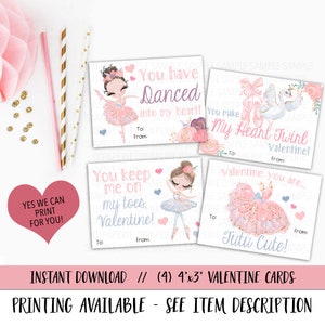 Ballerina Valentine Day Card for Kids, Dance Valentine Card, Tutu ...