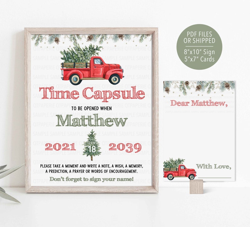 Little Red Truck With Tree Time Capsule Christmas Birthday - Etsy