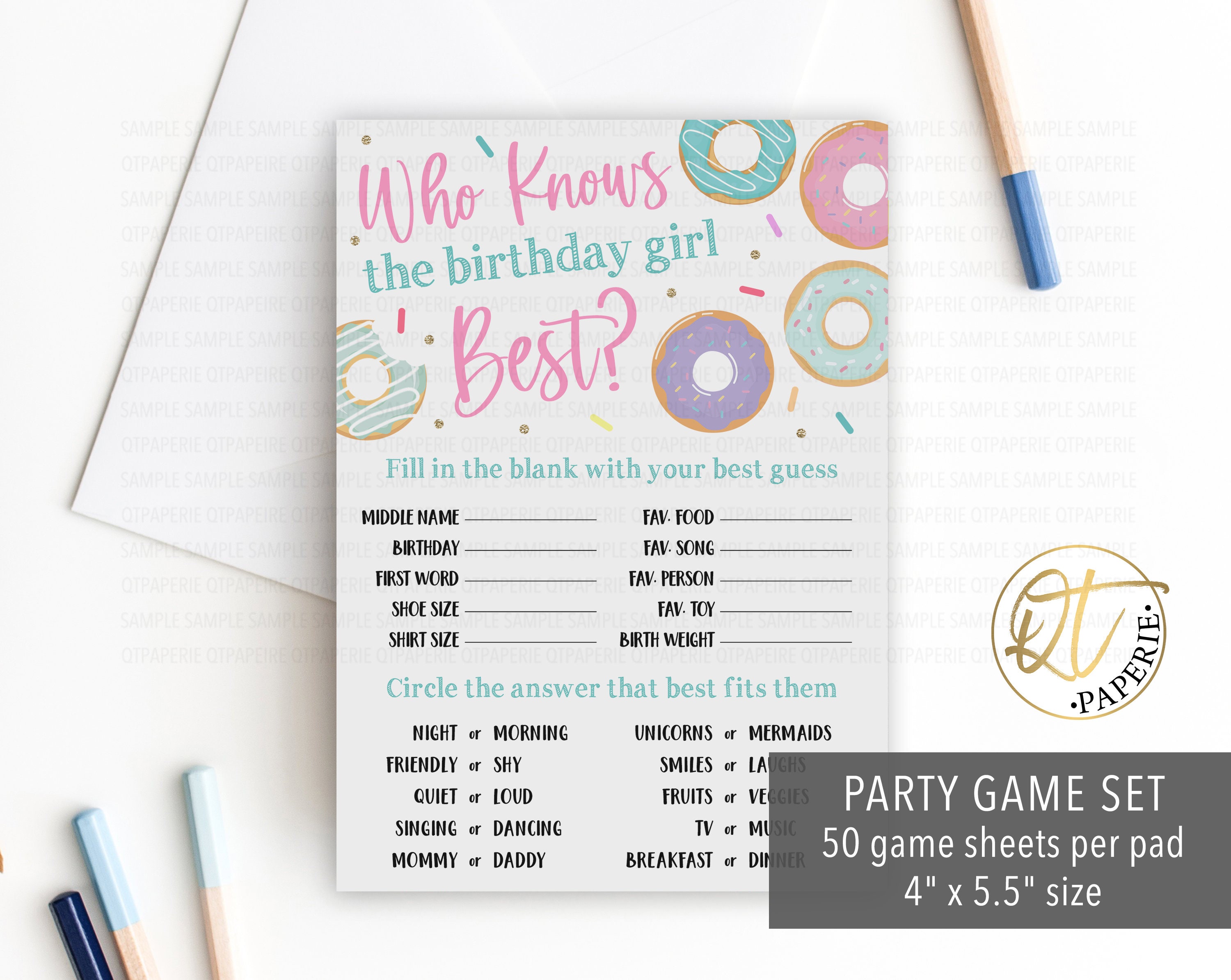Donut Birthday Game Sweet One Party Game Who Knows the - Etsy