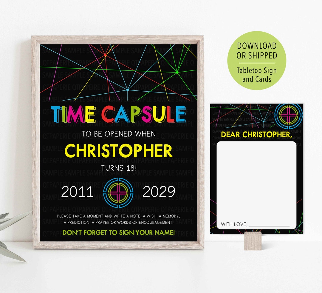 Laser Tag Birthday Time Capsule, Printed Birthday Time Capsule, Laser ...