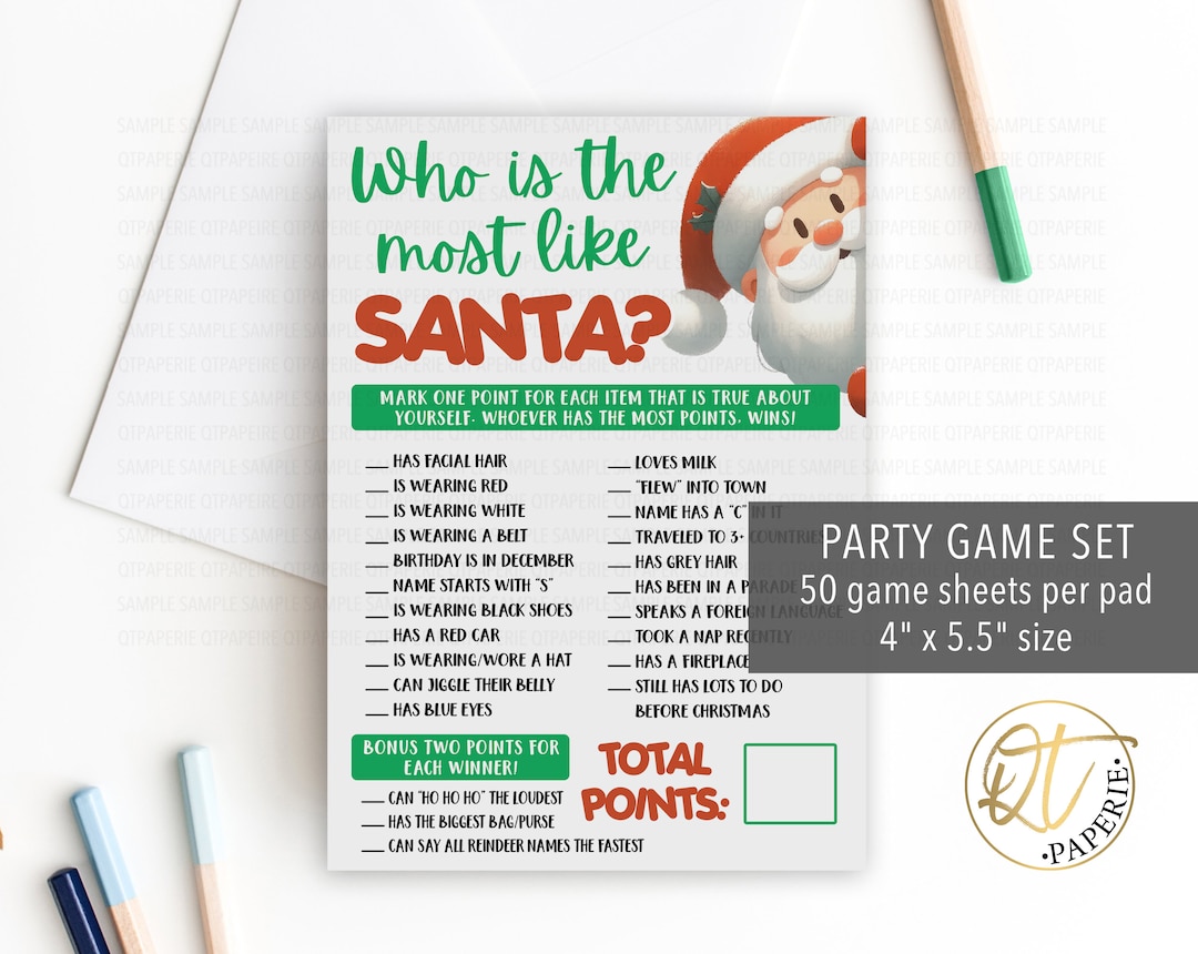 Who is Most Like Santa Game, Funny Family Christmas Game, Printable ...