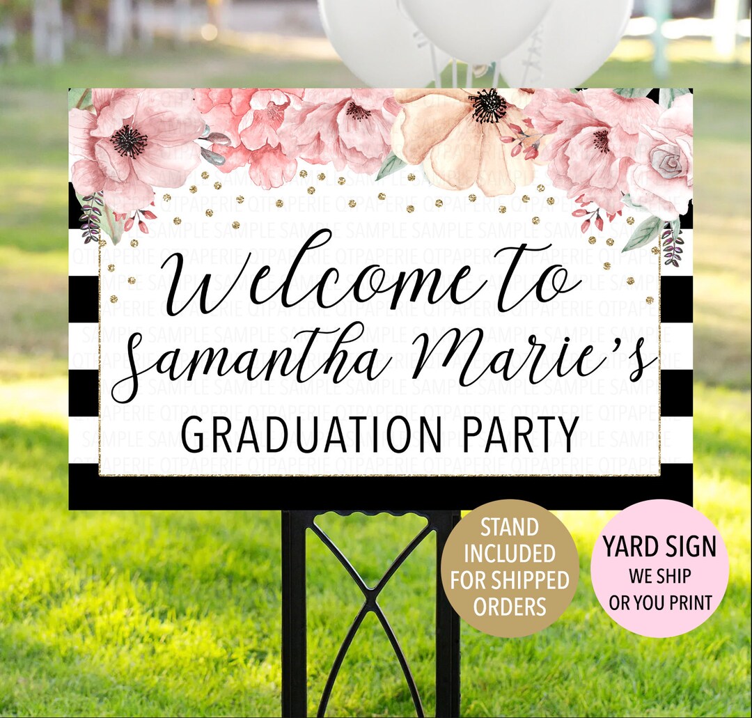 Graduation Welcome Sign, Girl Graduation Party Sign, Graduation Sign ...