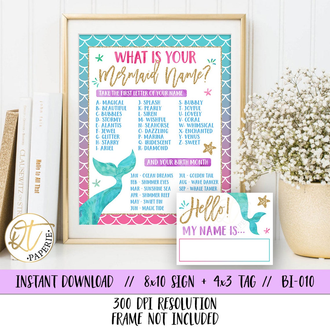 Mermaid Name Tag Game Mermaid Name Printable Mermaid Party - Etsy