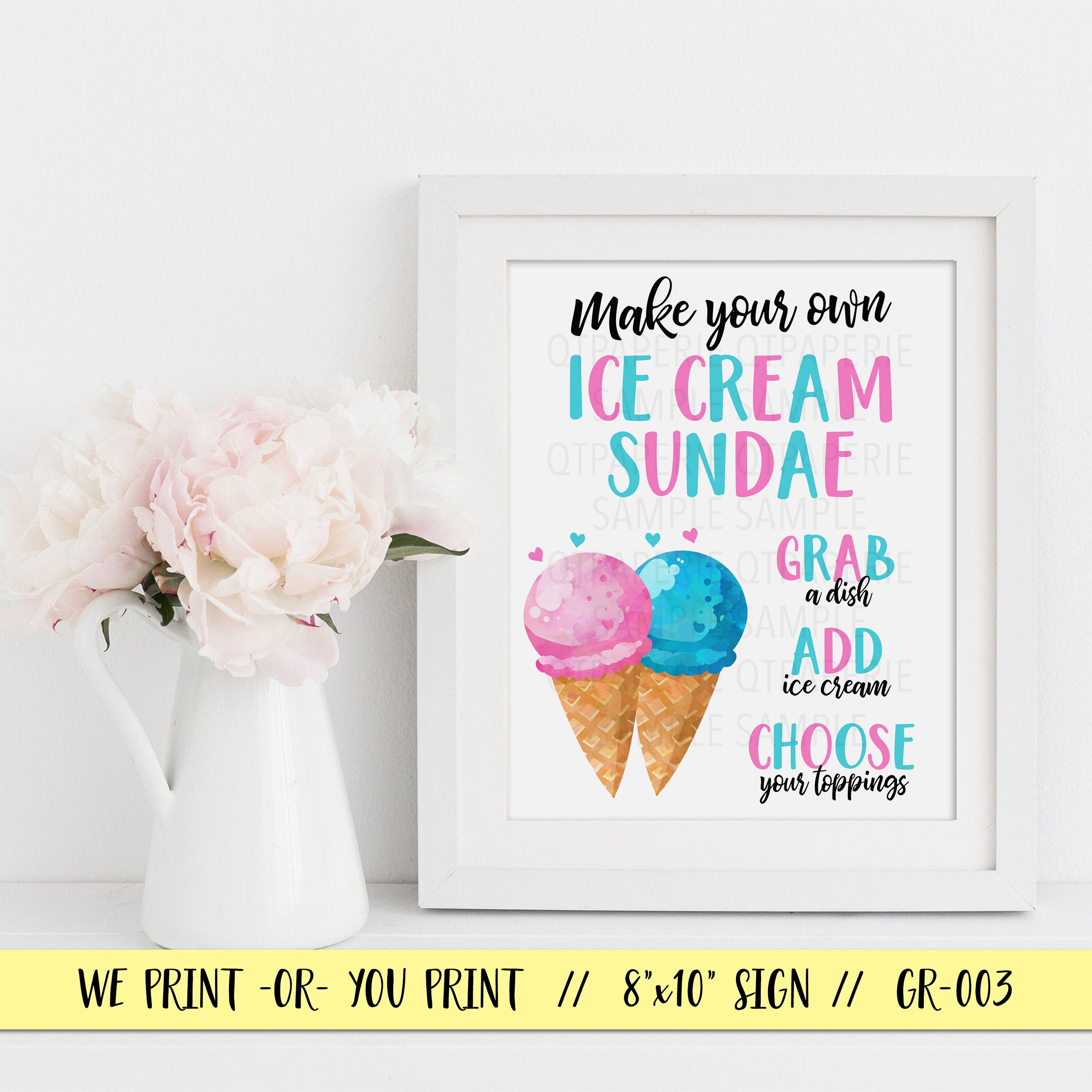 Ice Cream Sundae Bar Signs