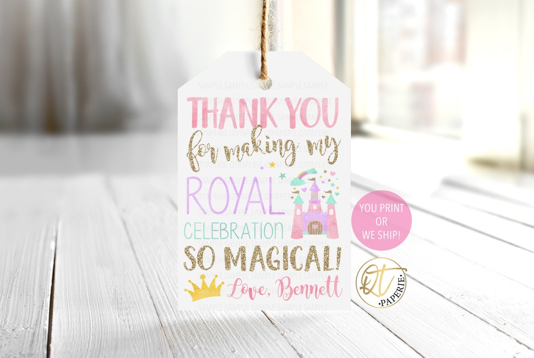 Princess Birthday Tag, Princess Thank You Tag Party Tag, Princess Party ...