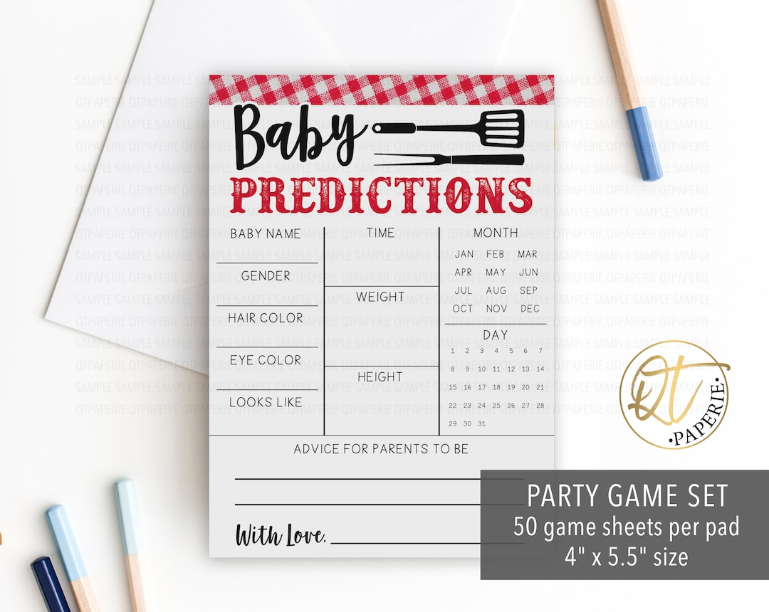 Baby Q Baby Shower Game, Baby Q Game, Baby Predictions Game, Barbeque ...