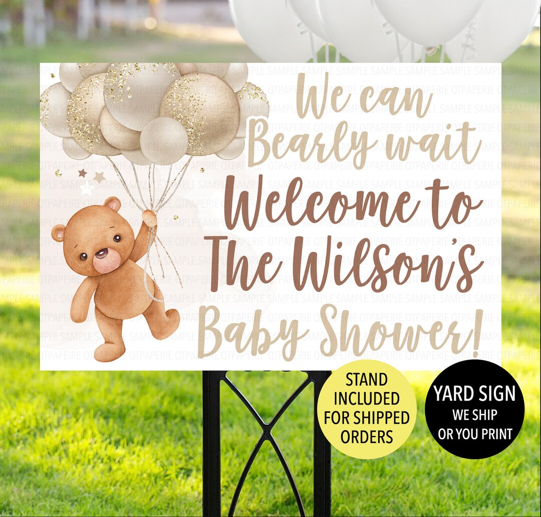 We Can Bearly Wait Baby Shower Welcome Sign, Barely Wait Sign, Teddy ...