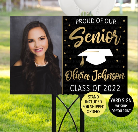 Senior Yard Sign Graduation Yard Sign Gold Graduation Sign - Etsy