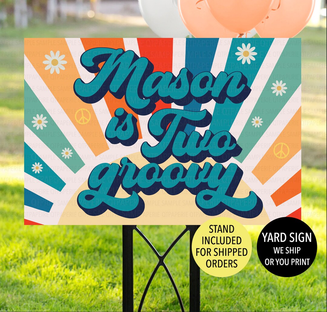 Boy Two Groovy Birthday Sign, Boho Retro Sunshine Birthday Sign, Daisy ...