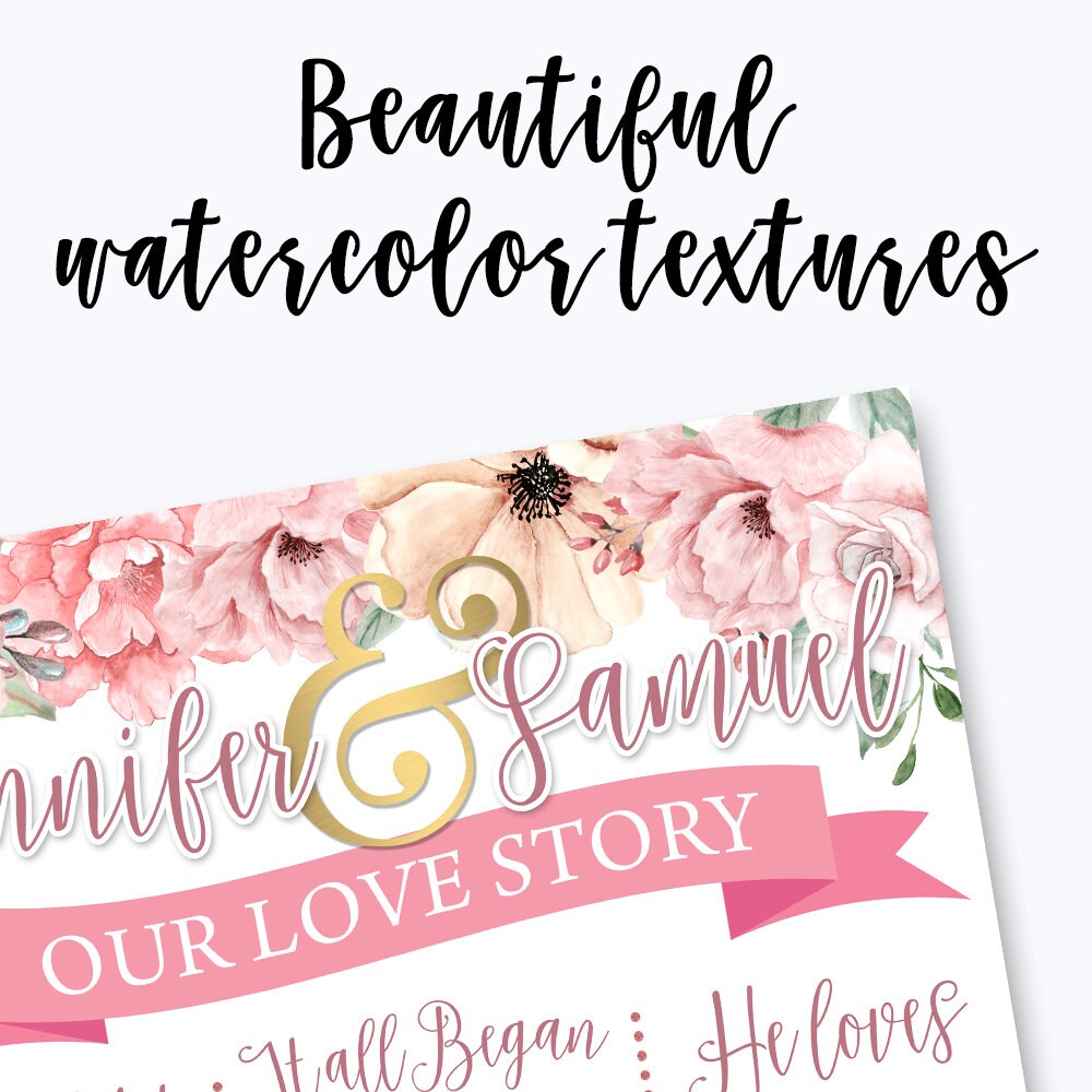 Spring Wedding Sign, Flower Bridal Shower Sign, Couples Love Story Sign ...