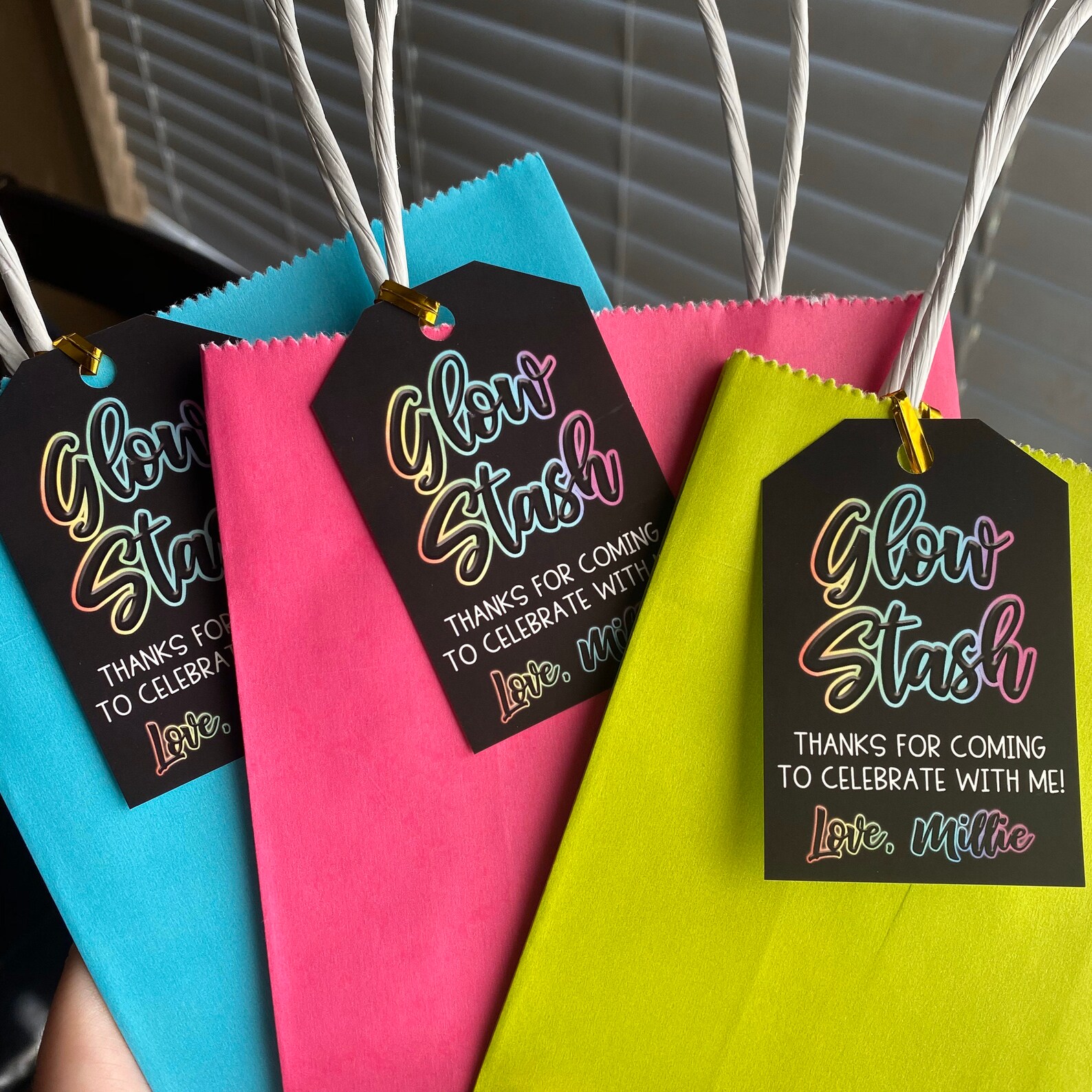 Glow Birthday Tag Neon Birthday Tag Glow Party Favor Tag | Etsy