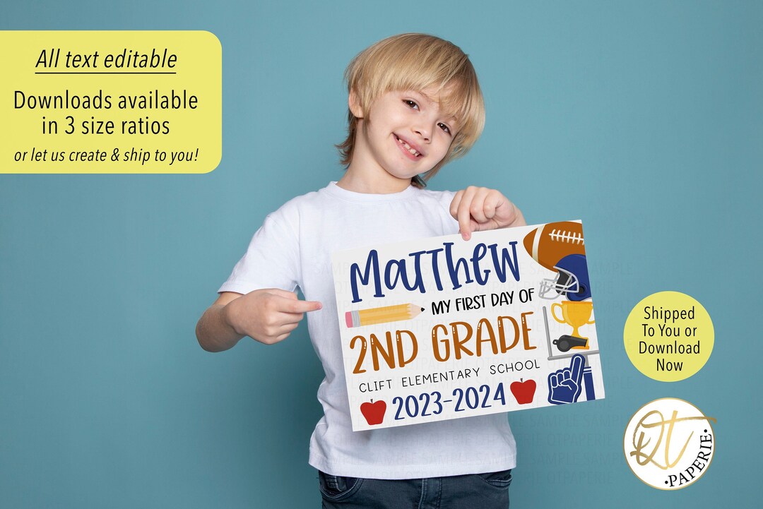 Football First Day of School Sign, Last Day of School Sign, Football ...