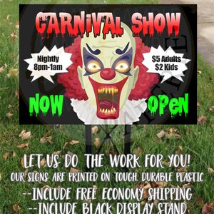 Clown Carnival Sign, Haunted Carnival Event Sign, Halloween Carnival ...