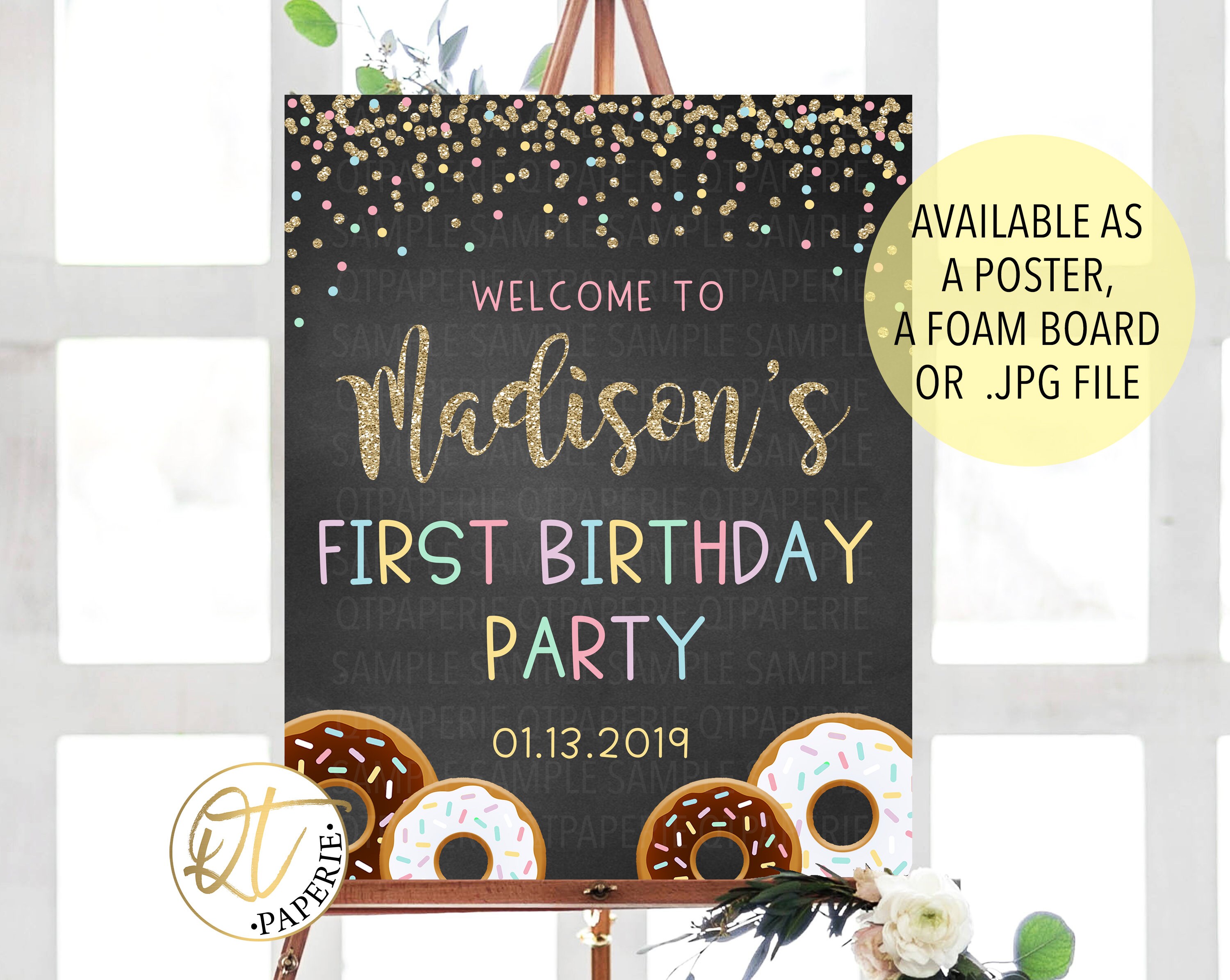 Donut Welcome Sign Donut First Birthday Sign Donut Grow up - Etsy