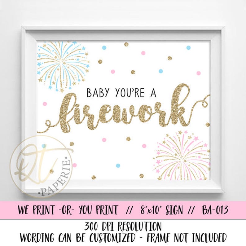 Baby You're A Firework Sign Firework Gender Reveal Sign | Etsy