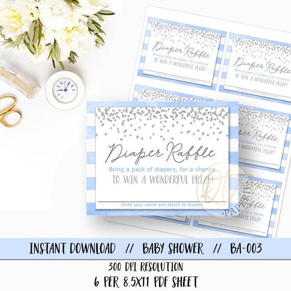 Blue Diaper Raffle Insert Baby Shower Diaper Raffle Confetti | Etsy