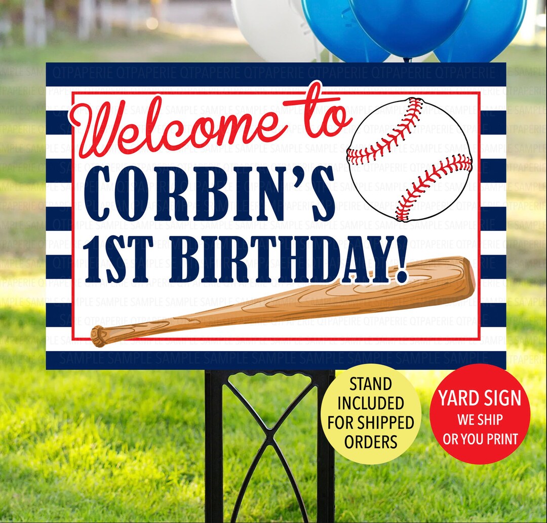 Baseball Birthday Sign, Baseball Yard Sign, Baseball Birthday Decor ...
