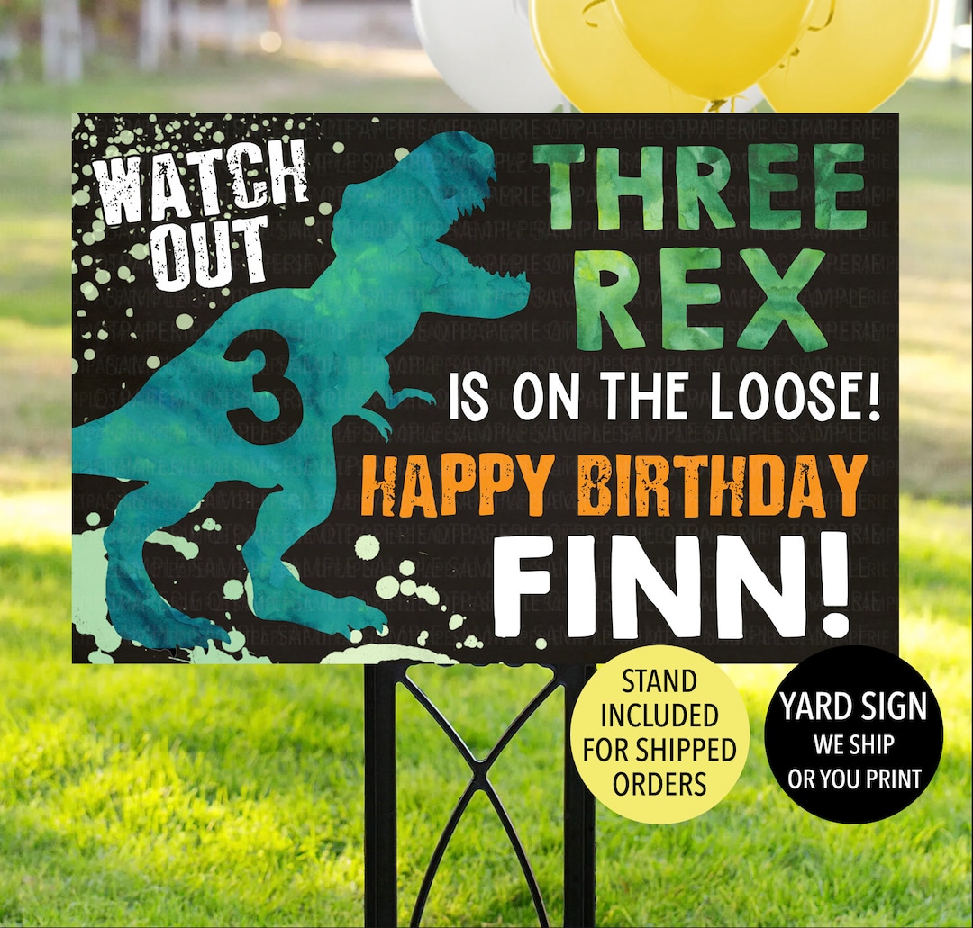 Three Rex Welcome Sign, Three Rex Sign, Dinosaur 3rd Birthday Welcome ...