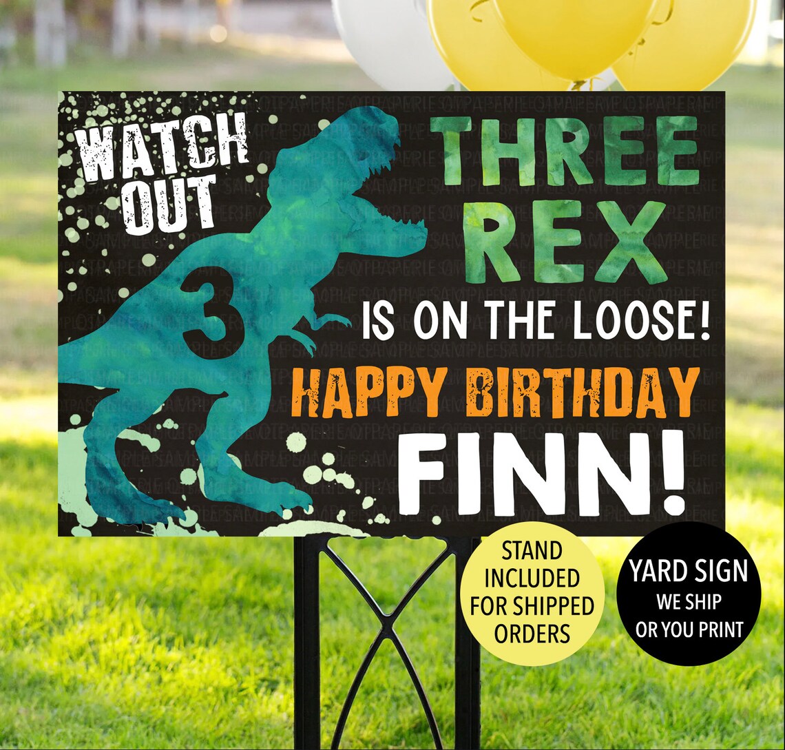 Three Rex Welcome Sign Three Rex Sign Dinosaur 3rd Birthday - Etsy