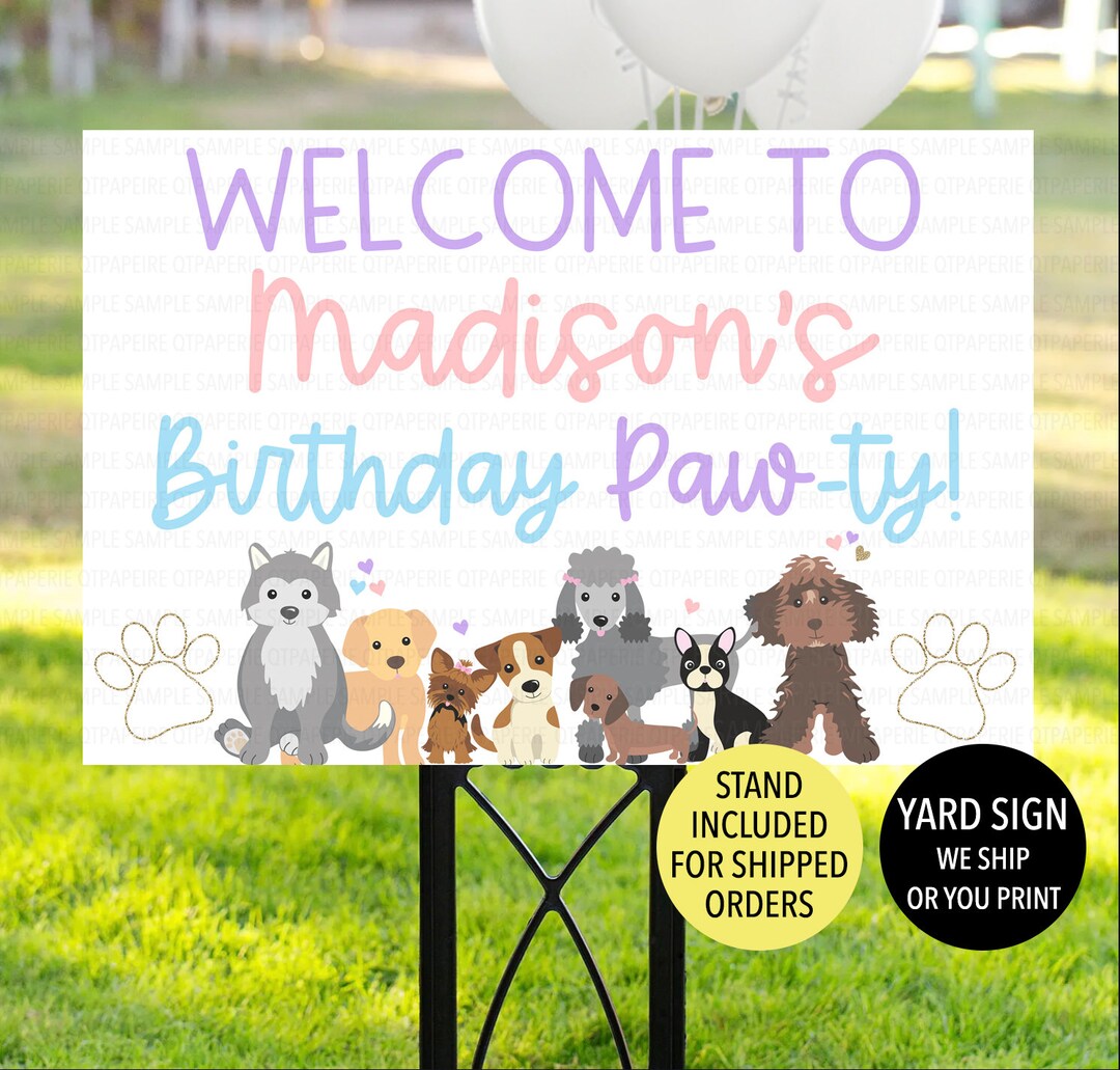 Birthday Paw-ty Welcome Sign, Dog Birthday Sign, Puppy Pawty Sign ...