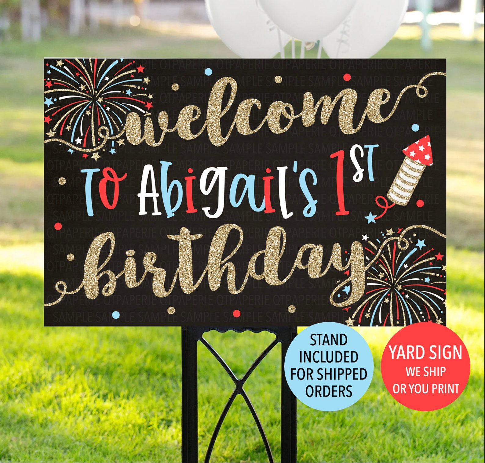 Fourth of July Birthday Welcome Sign Firework Sign Firework | Etsy