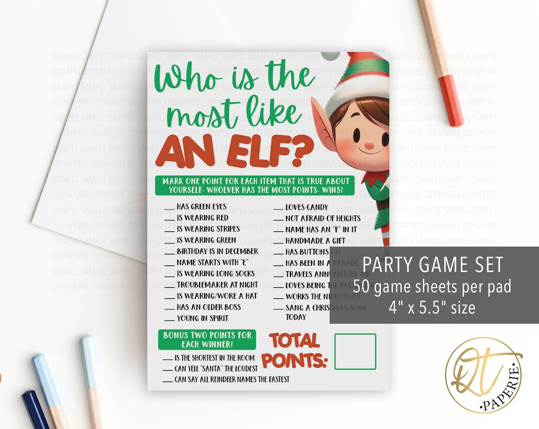 Who is Most Like Elf Game, Funny Family Christmas Game, Printable ...